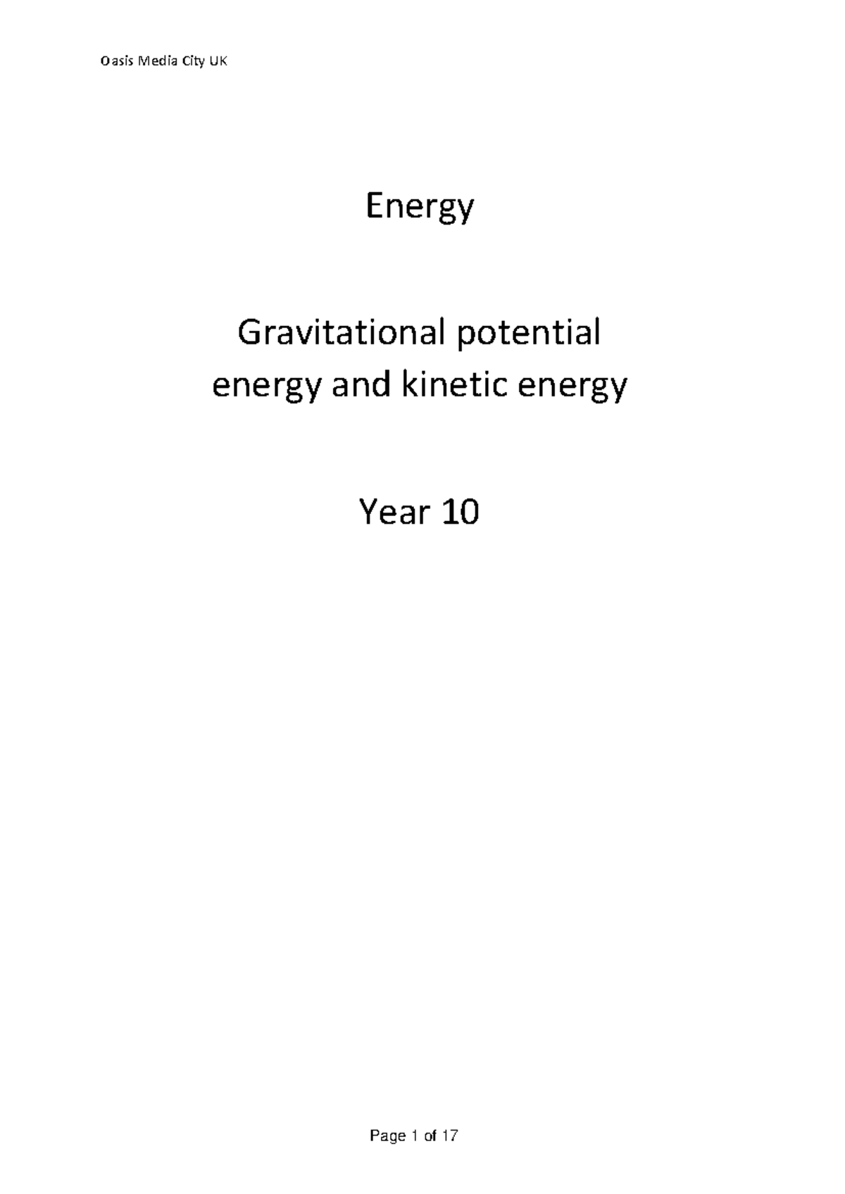 Year 10 Exam: Gravitational Potential & Kinetic Energy Questions - Studocu