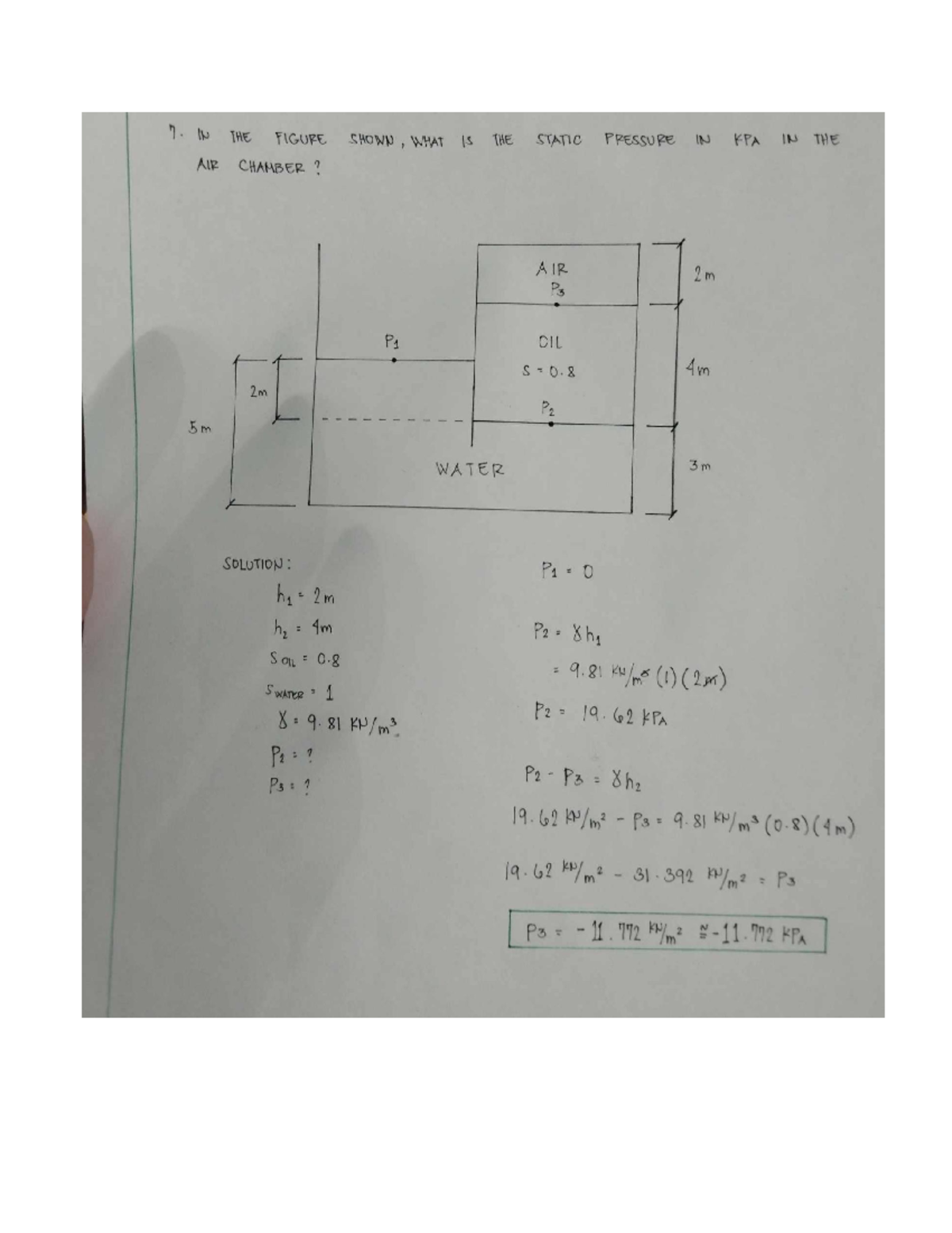 Fluid Mechanics - Civil Engineering - 7. IN THE FIGURE SHOWN , WHAT Is ...