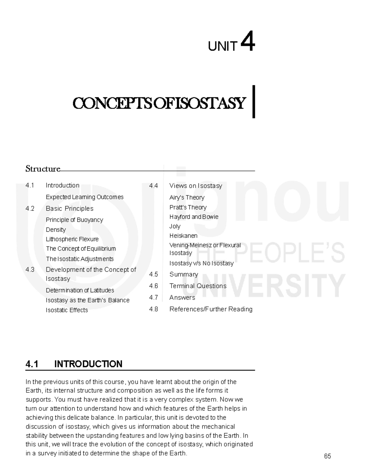 Unit 4 Geography: Concepts of Isostasy and Earth's Balance - Studocu