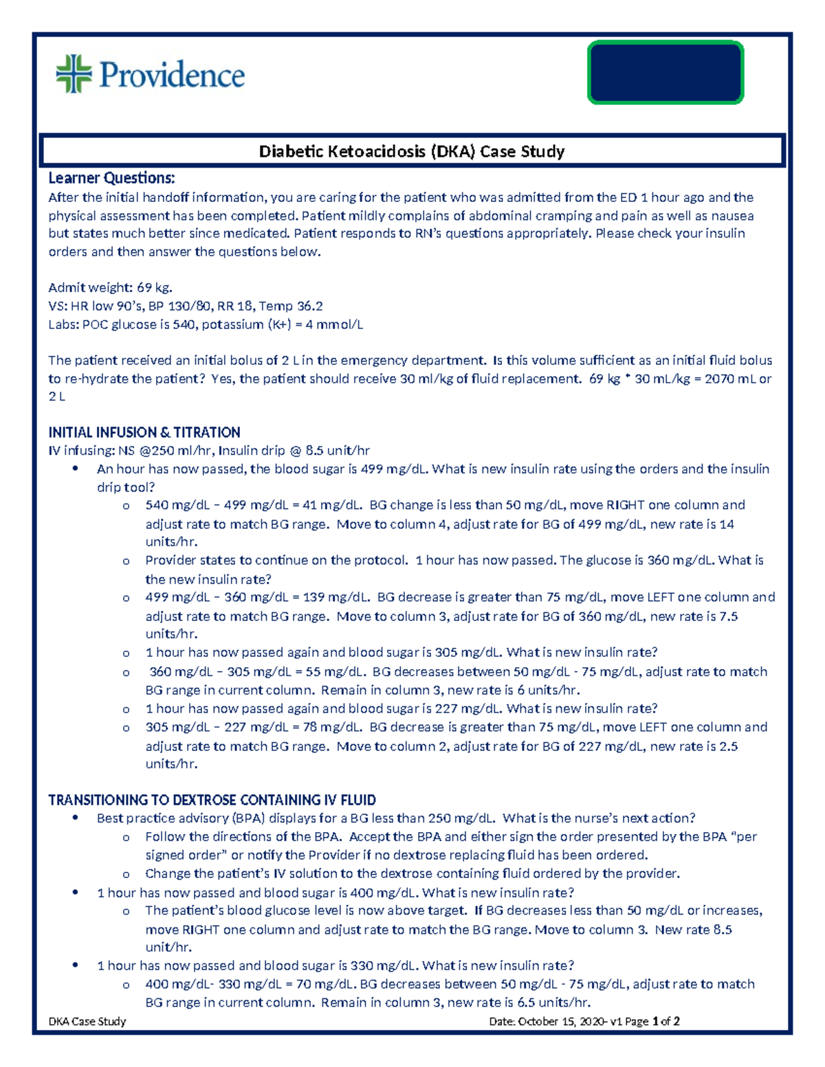Diabetic Ketoacidosis (DKA): Nursing Case Study and Protocol Analysis ...