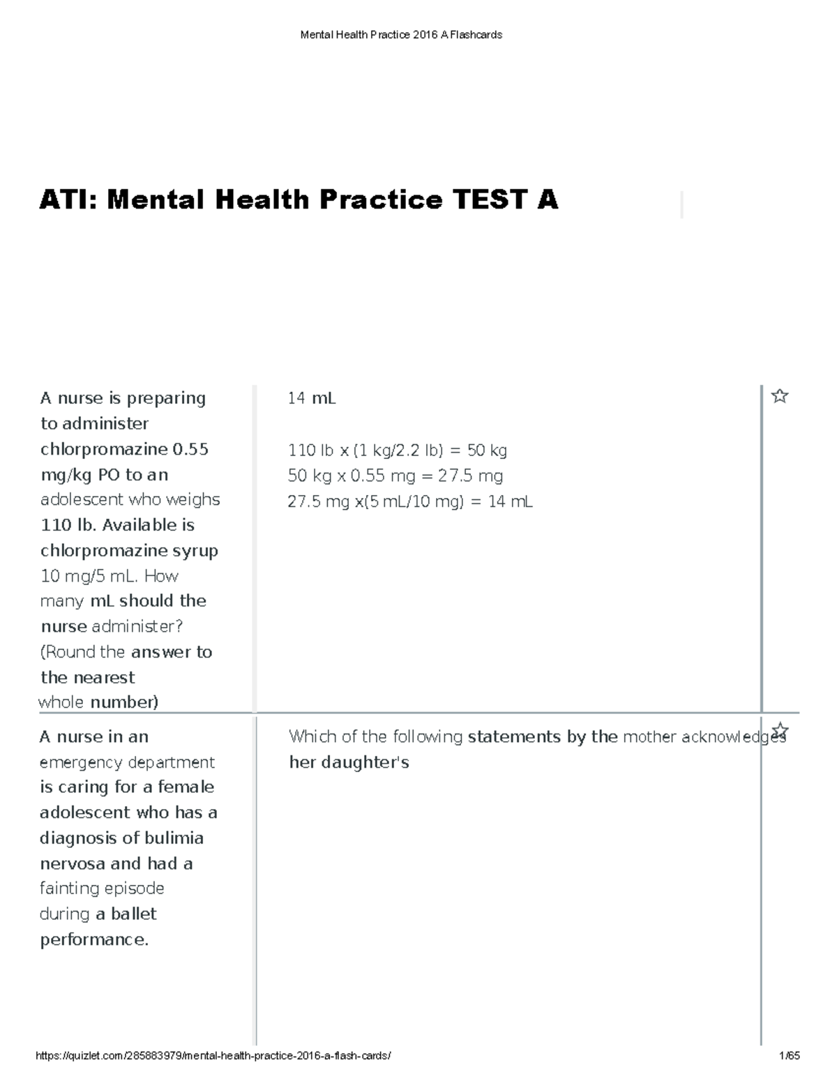 Mental Health Practice Test A Flashcards (2016) - Study Guide - Studocu
