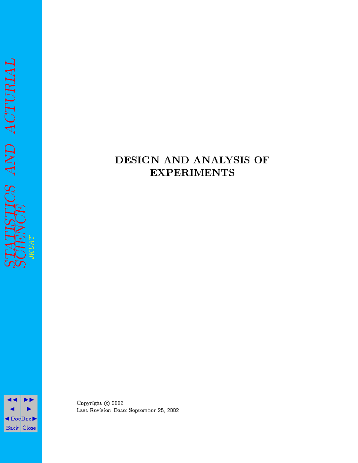 Design and Analysis of Experiments I - Lecture Notes - Studocu