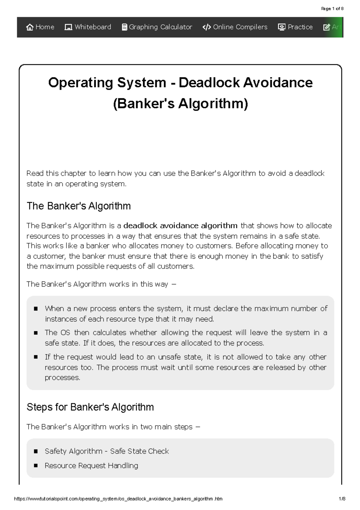 Operating System - Deadlock Avoidance (Banker's Algorithm) - Studocu