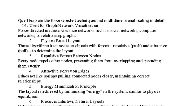 DMV 4 - Visualization Techniques: Force-Directed & MDS Explained - Studocu