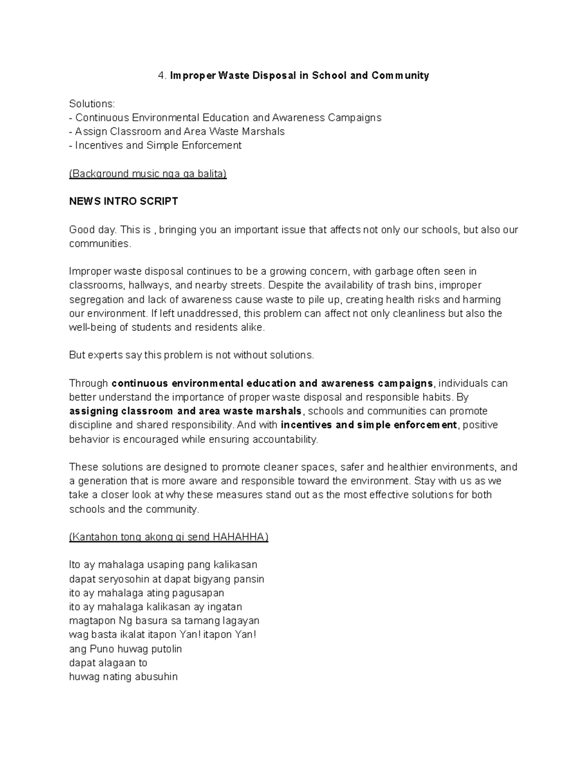 4. Solutions for Improper Waste Disposal in Schools and Communities ...