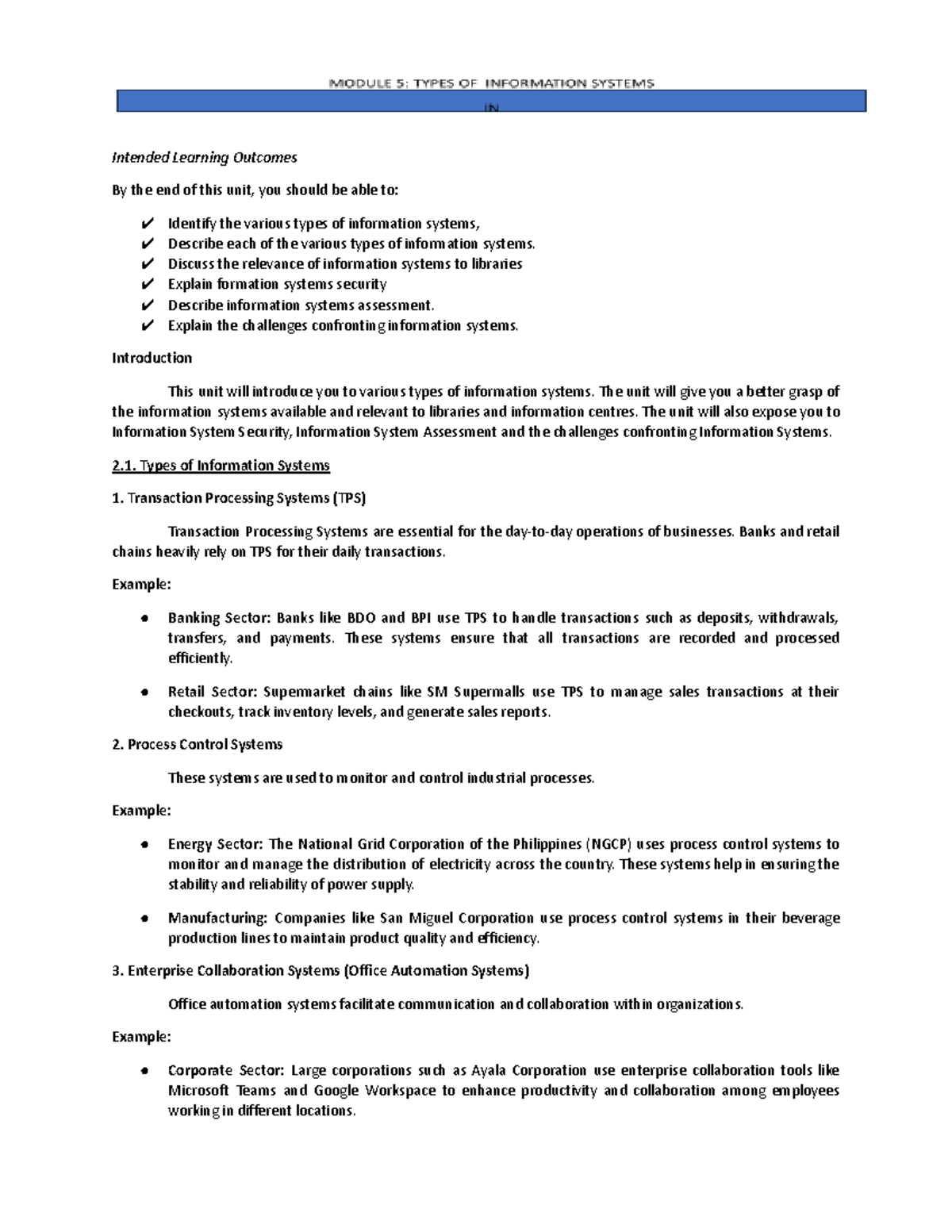 Module 5 - Lecture Notes on Information Systems and Security - Studocu