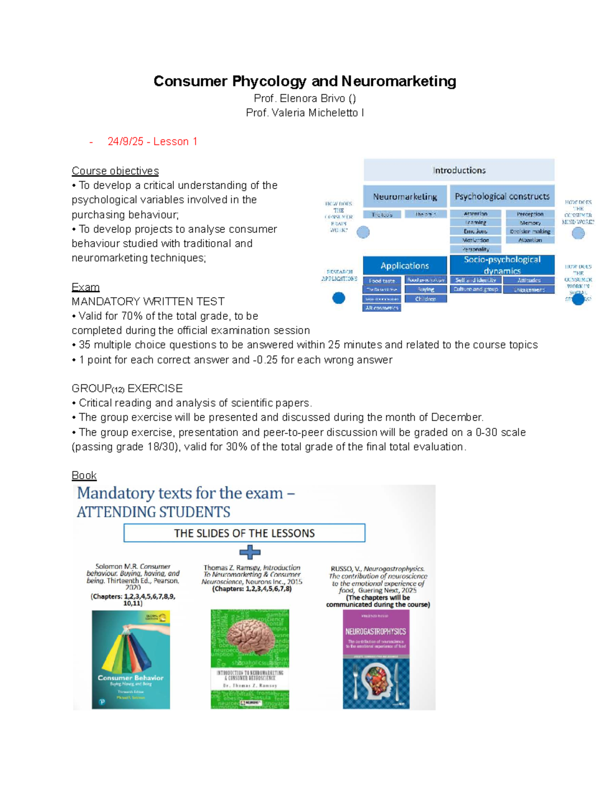 Consumer Psychology and Neuromarketing - Lesson 1 Overview (2025-26) - Studocu
