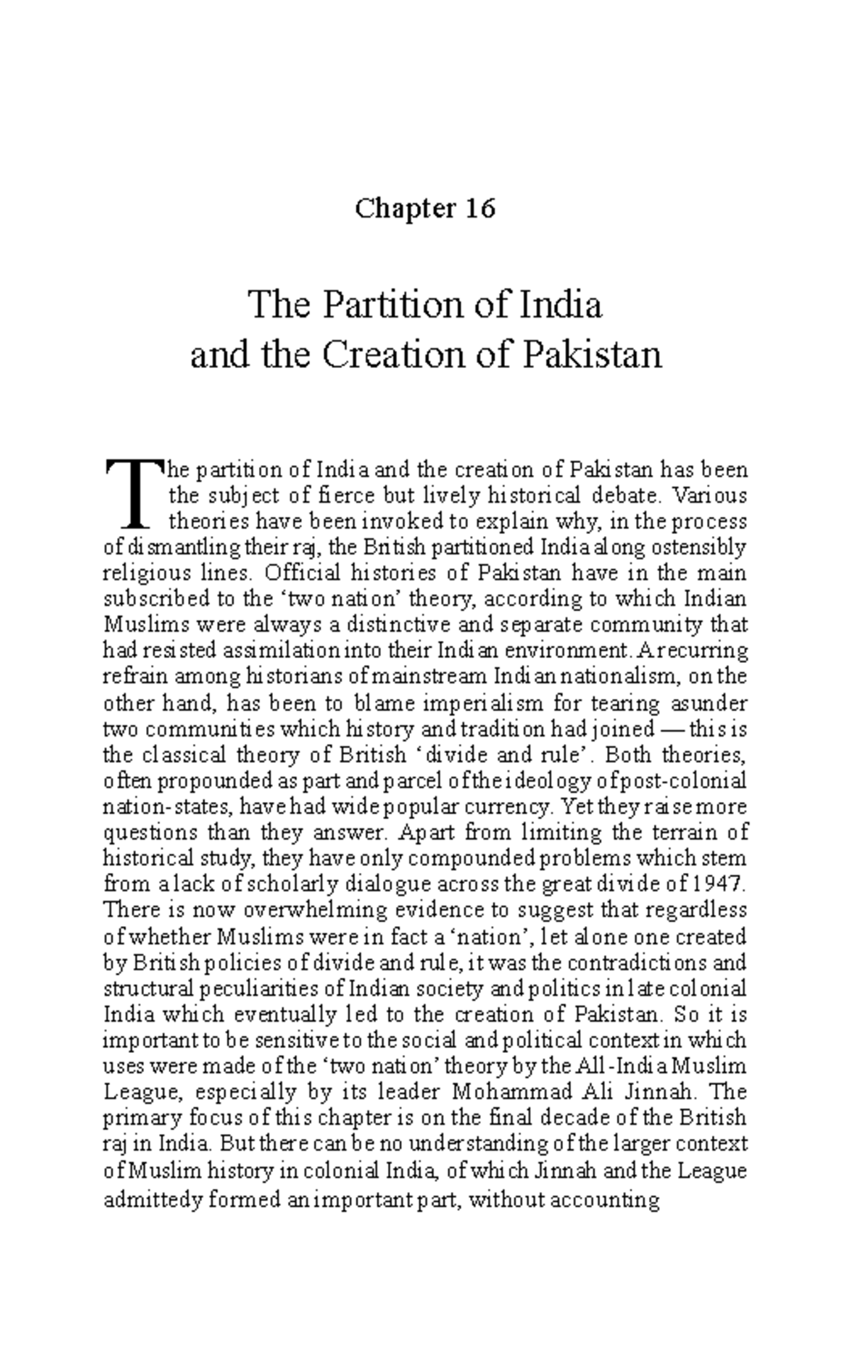 Chapter 16: The Partition of India & Creation of Pakistan - Modern ...