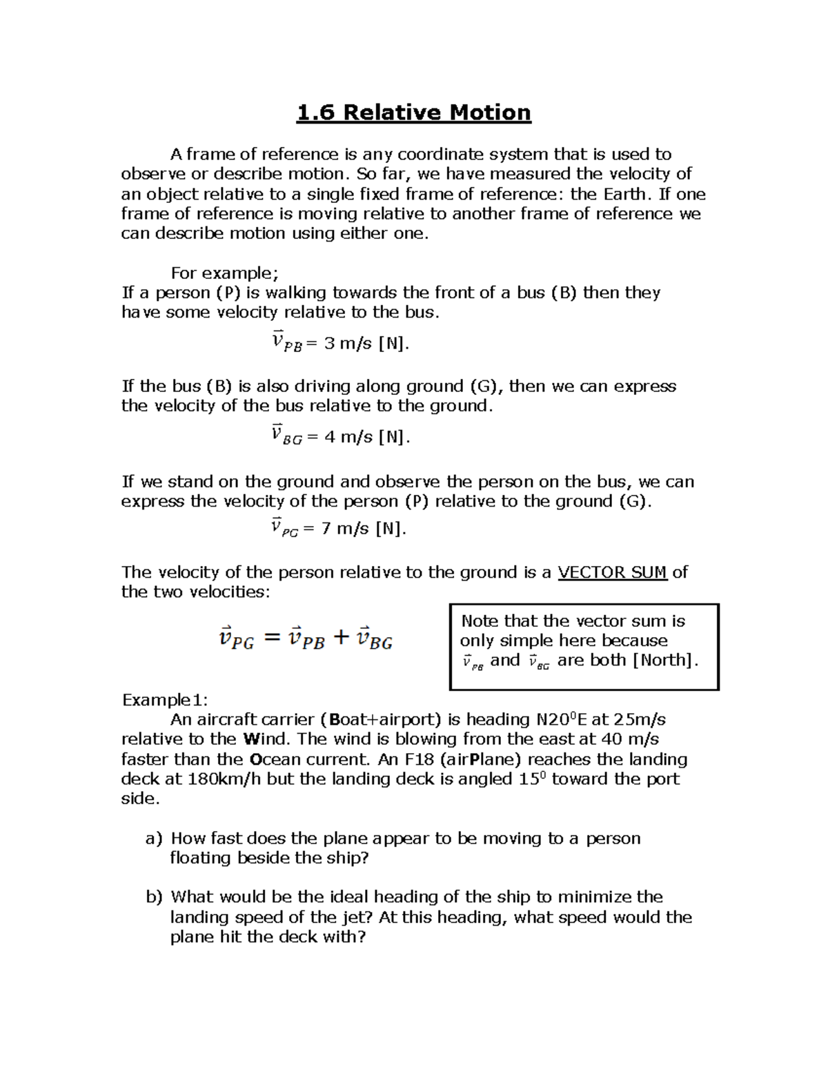 1.6 Relative Motion: Understanding Velocity in Different Frames ...