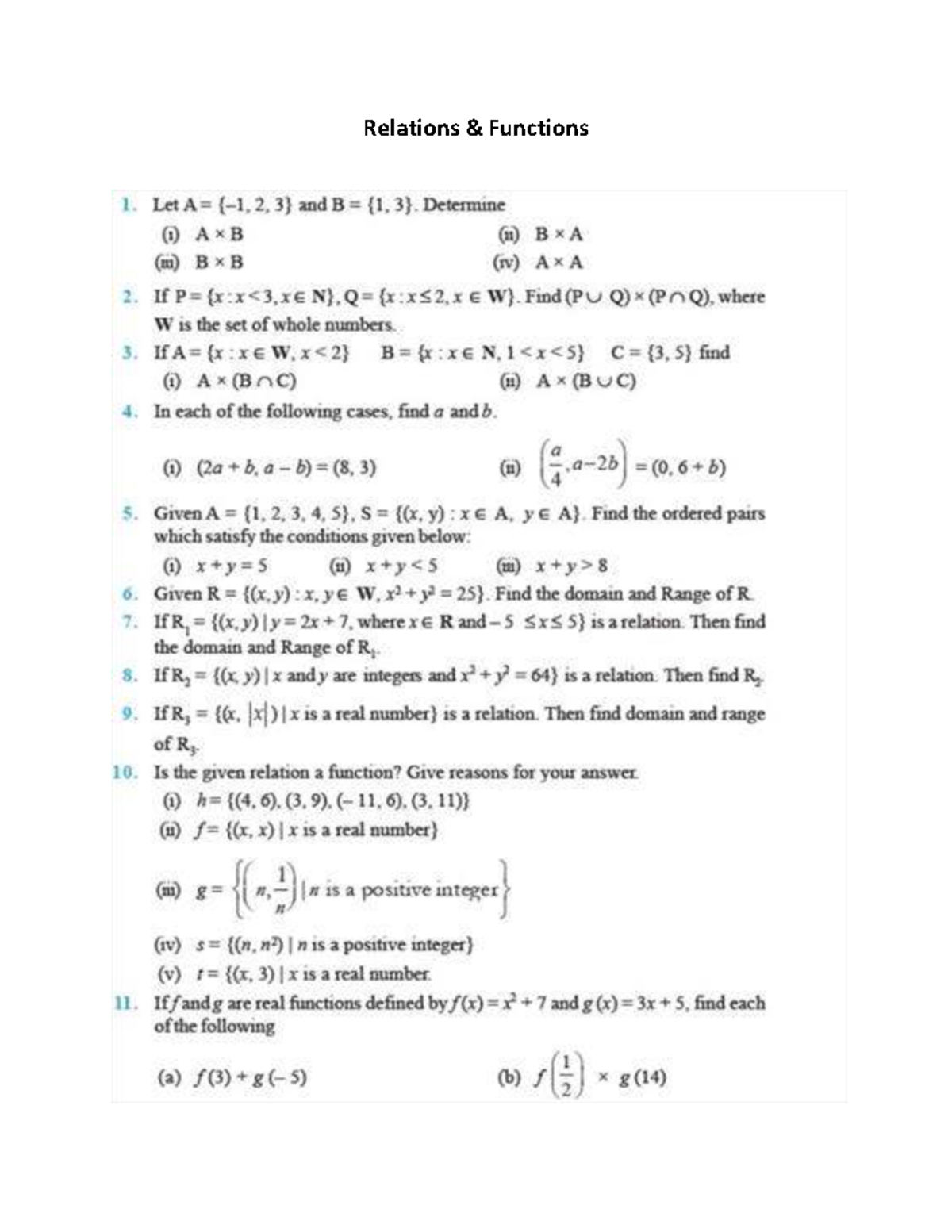 Relations and Functions: Revision Notes for Course 2 - Studocu