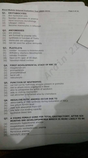 Blood module test B'26 - Time left 0:28:38 Question 1 Thymus is ...