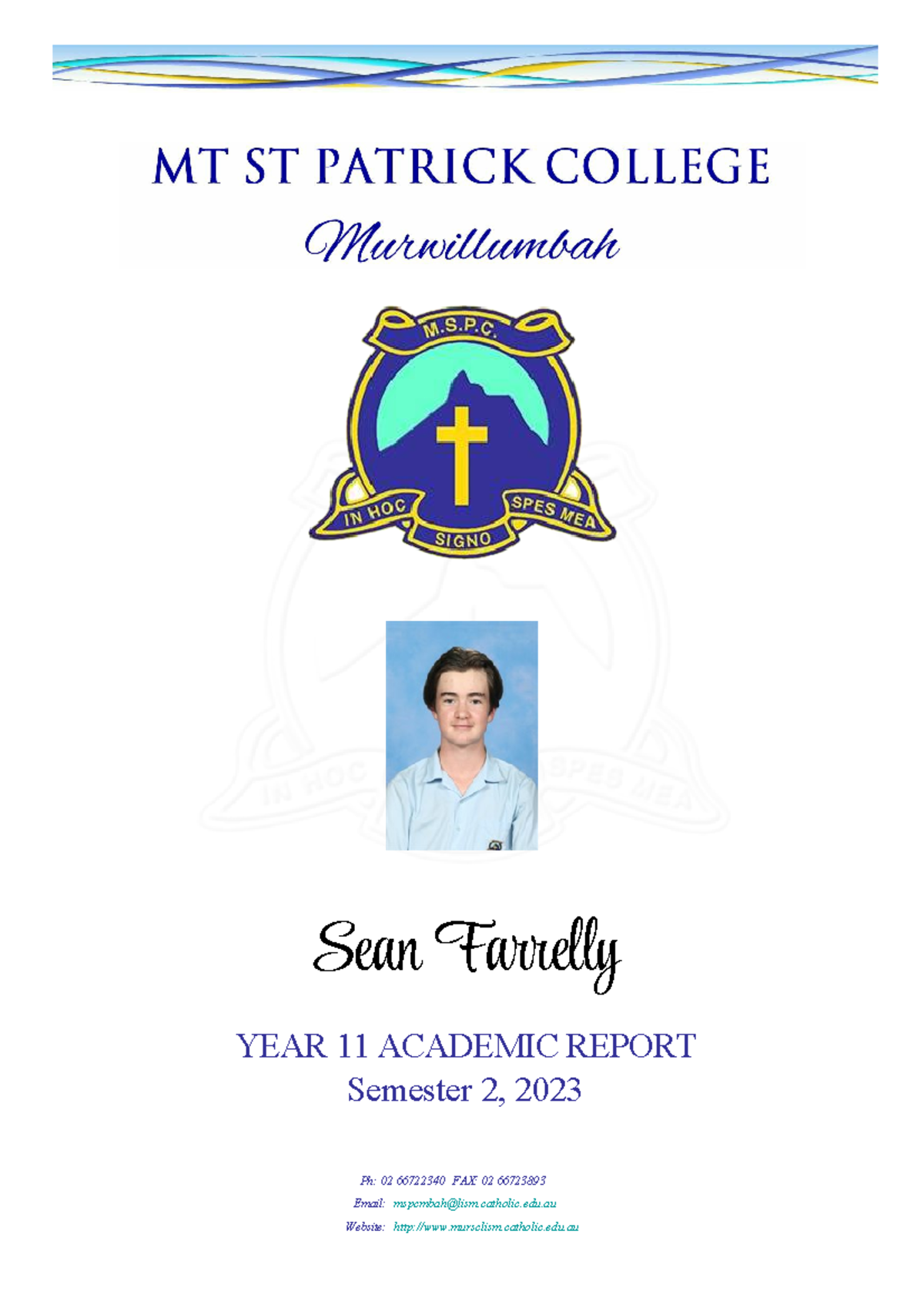 YEAR 11 Academic Report Semester 2, 2023 - Sean Farrelly - Studocu