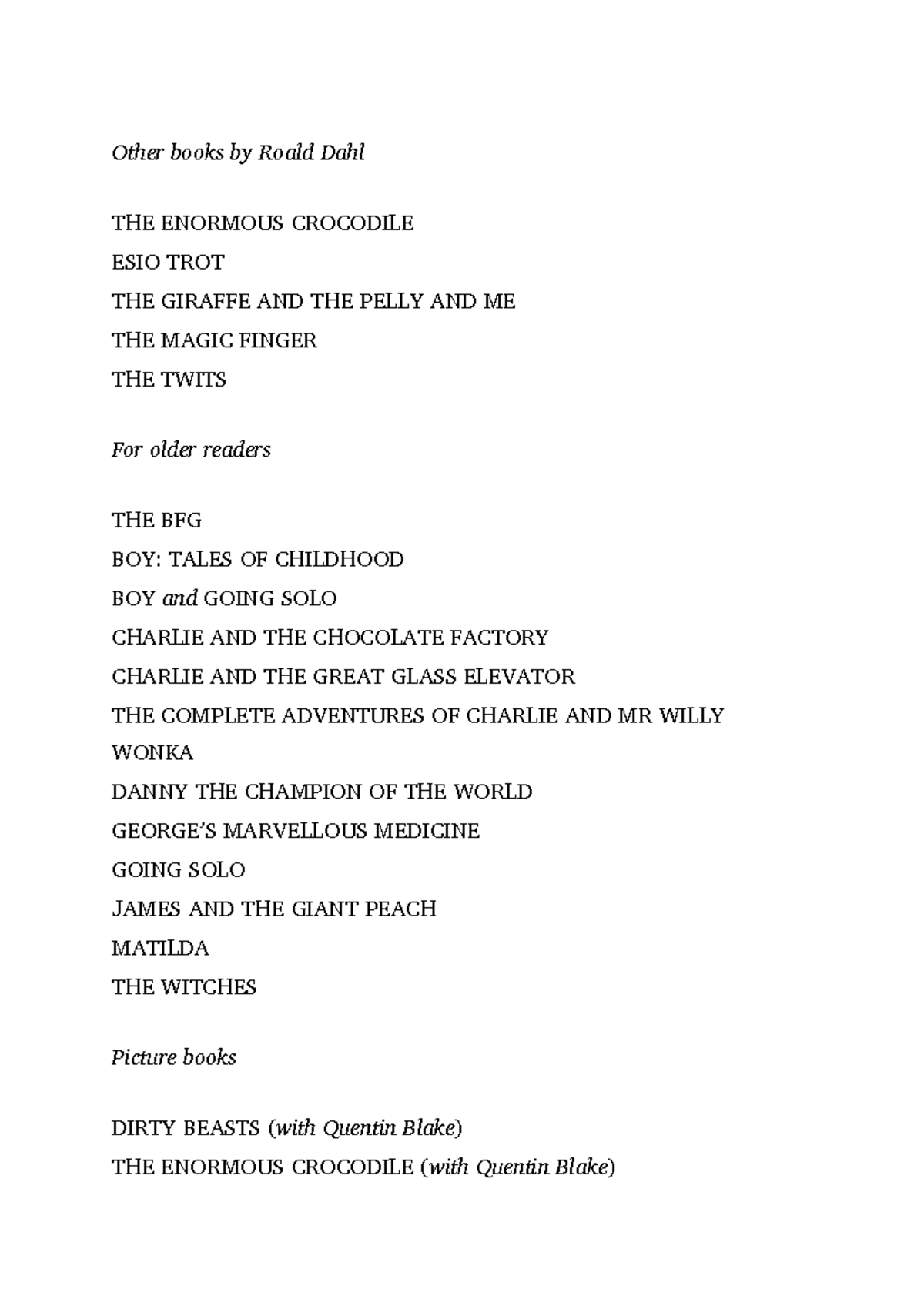 Roald Dahl's Works: A Comprehensive Overview of His Stories - Studocu