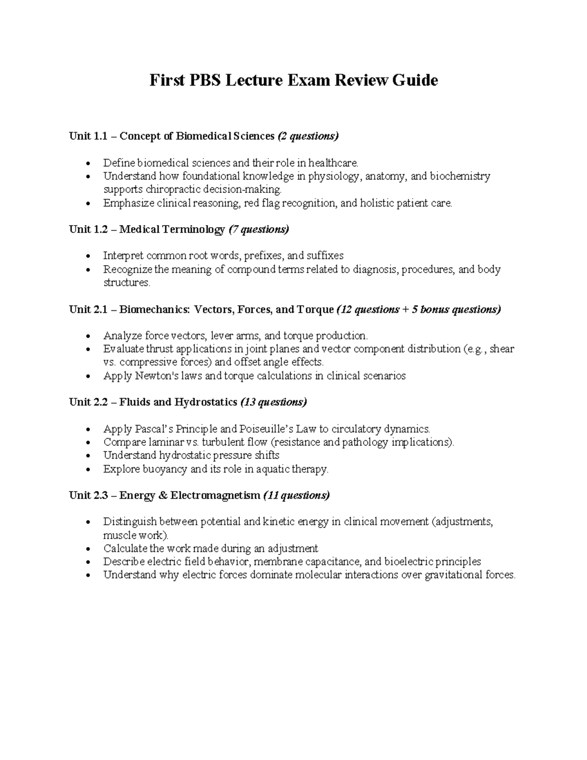 PBS 101 Lecture Exam Review Guide: Biomedical Sciences & More - Studocu