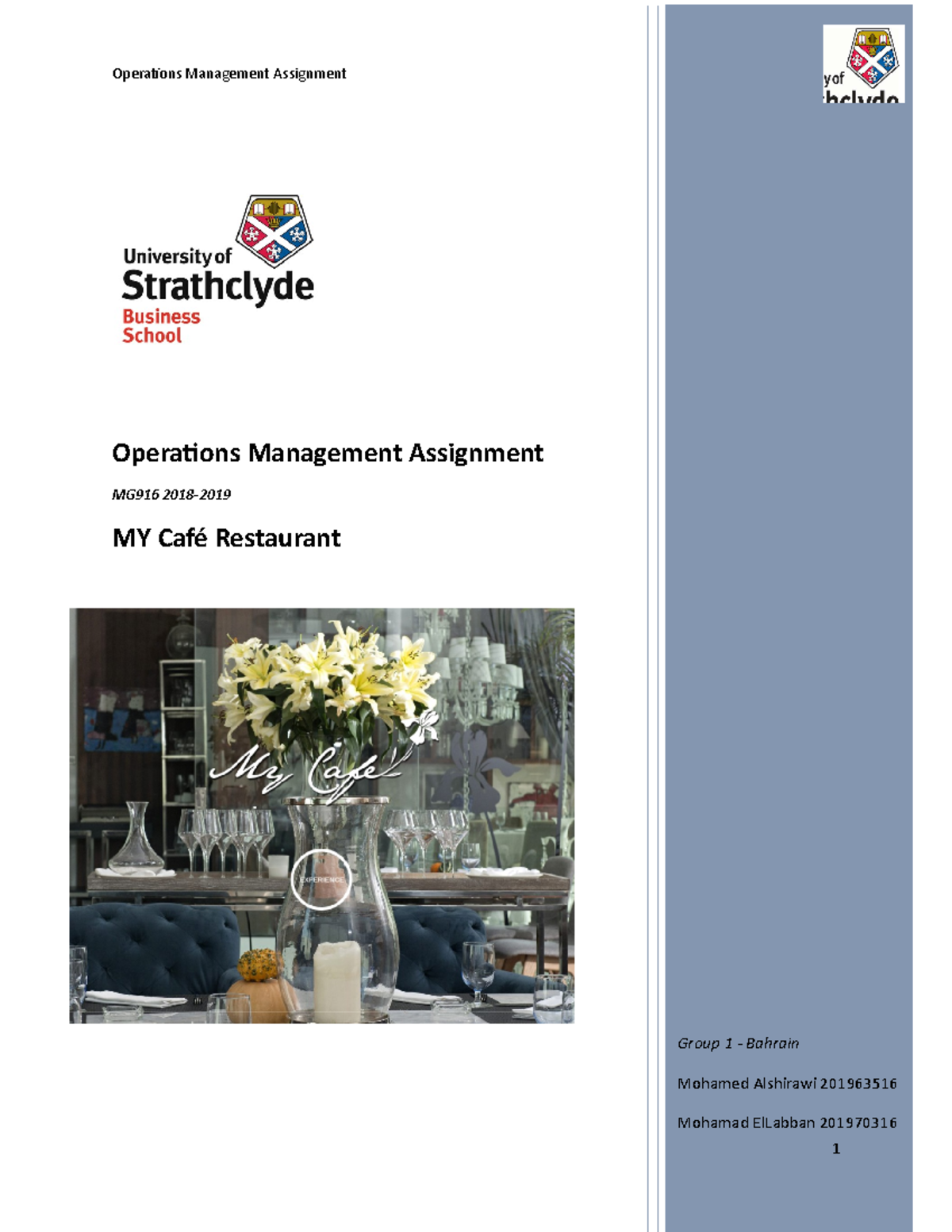 Operations Management Assignment- Group 1 - Final - Operations ...