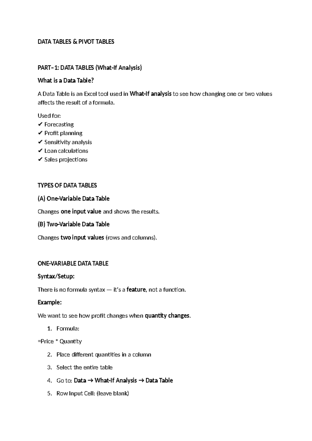 DATA 101: Data Tables & Pivot Tables Analysis Guide - Studocu