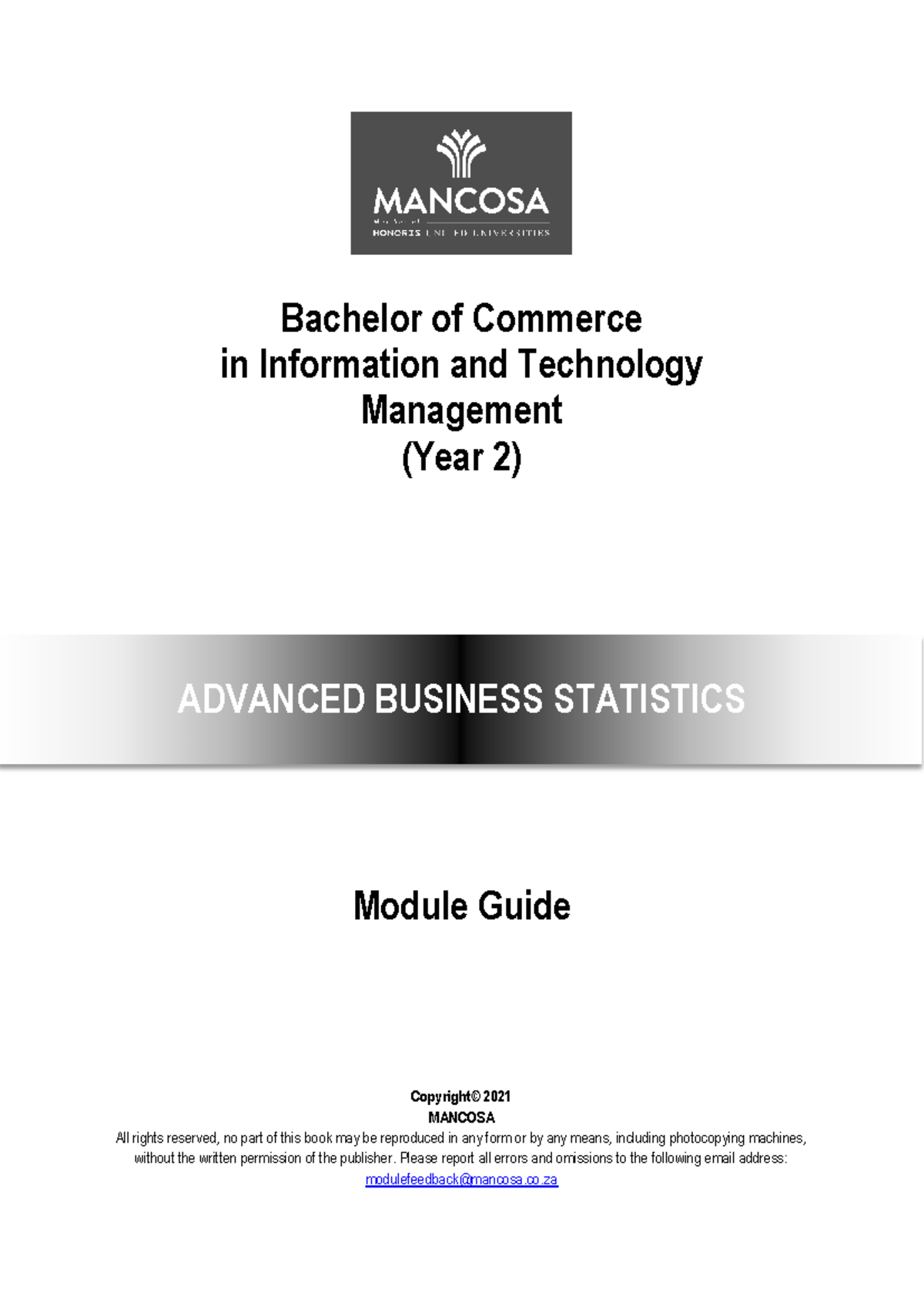 Advanced Business Statistics (ABS6) Module Guide - Overview & Insights ...
