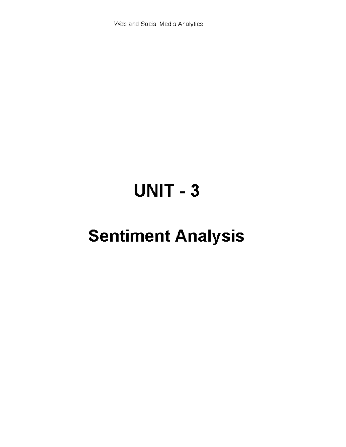 W&SMA Sentiment Analysis Overview - Unit 3 & 4 Insights - Studocu