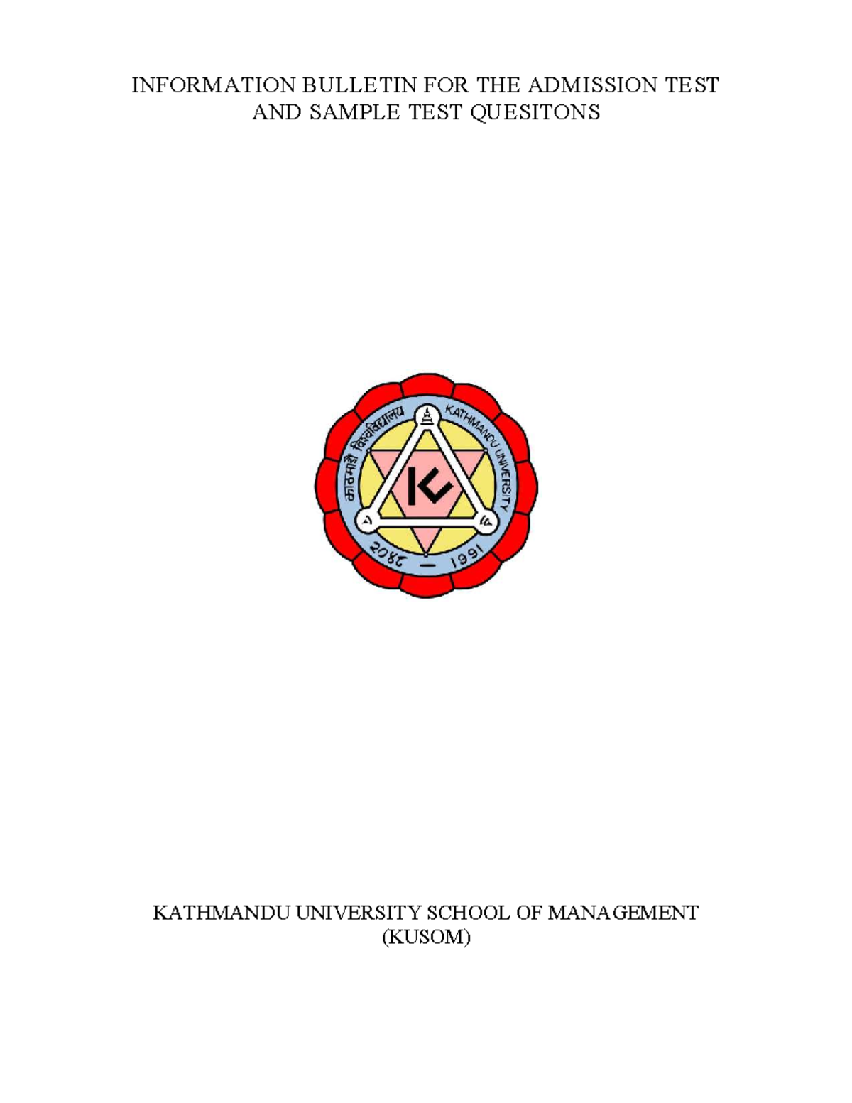 KUSOM Admission Test Info & Sample Questions - Spring 2026 - Studocu