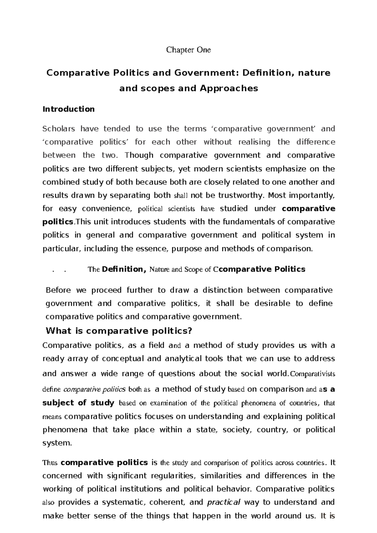Comparative Politics & Government: Definitions, Scope, and Approaches ...