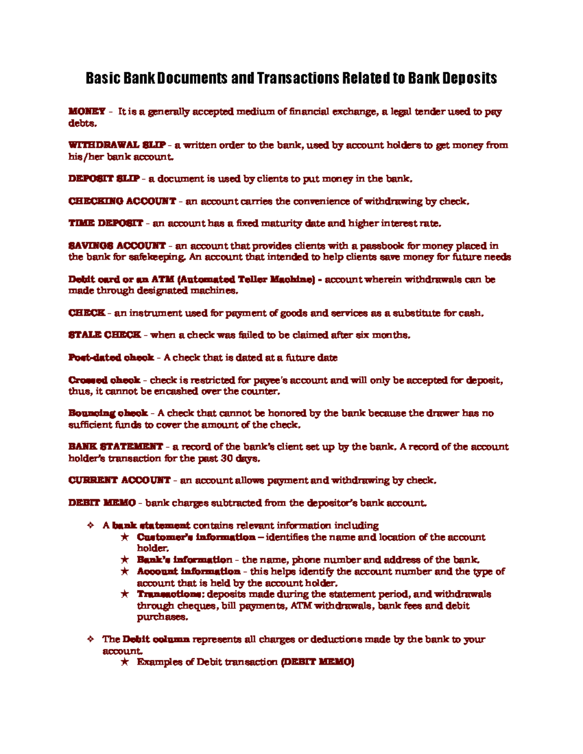 FABM2 Reviewer: Bank Transactions, Statements & Taxation Insights - Studocu