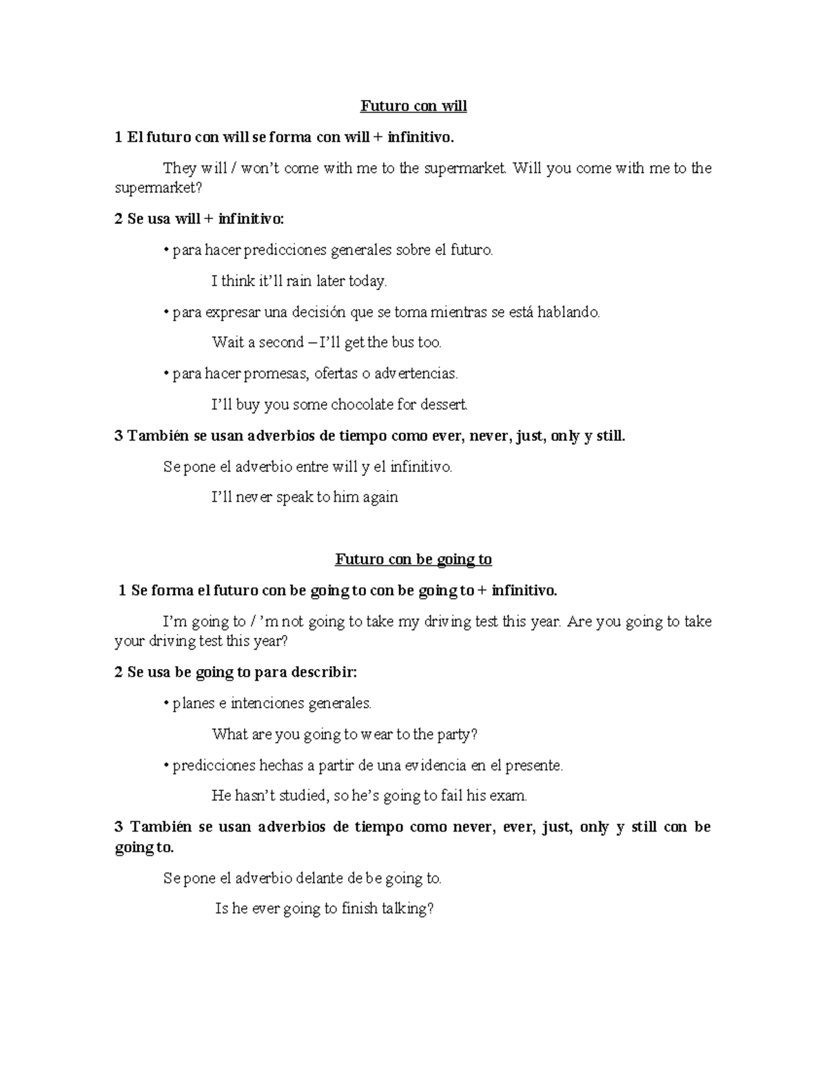 Grammar tema 4 - gramatica - Futuro con will 1 El futuro con will se ...