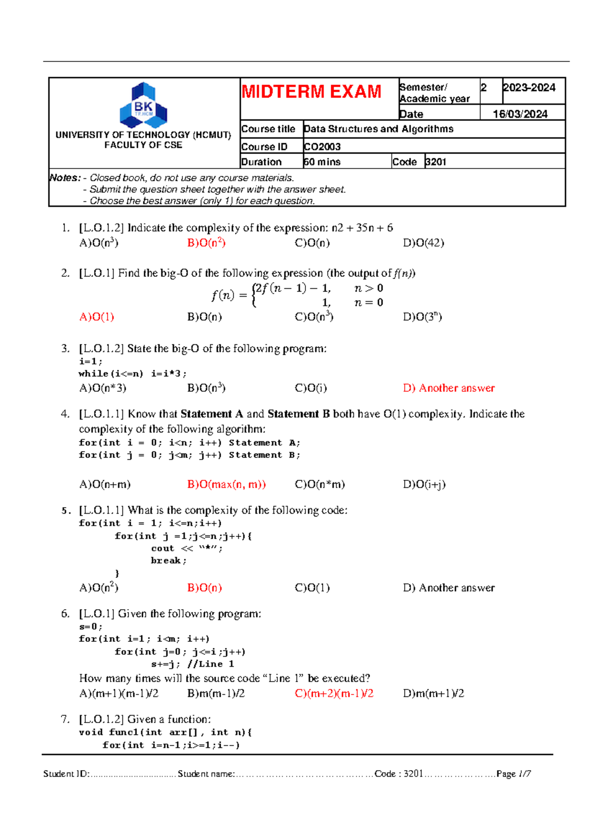 [CO2003] DSA Midterm Exam Notes - Data Structures & Algorithms - Studocu