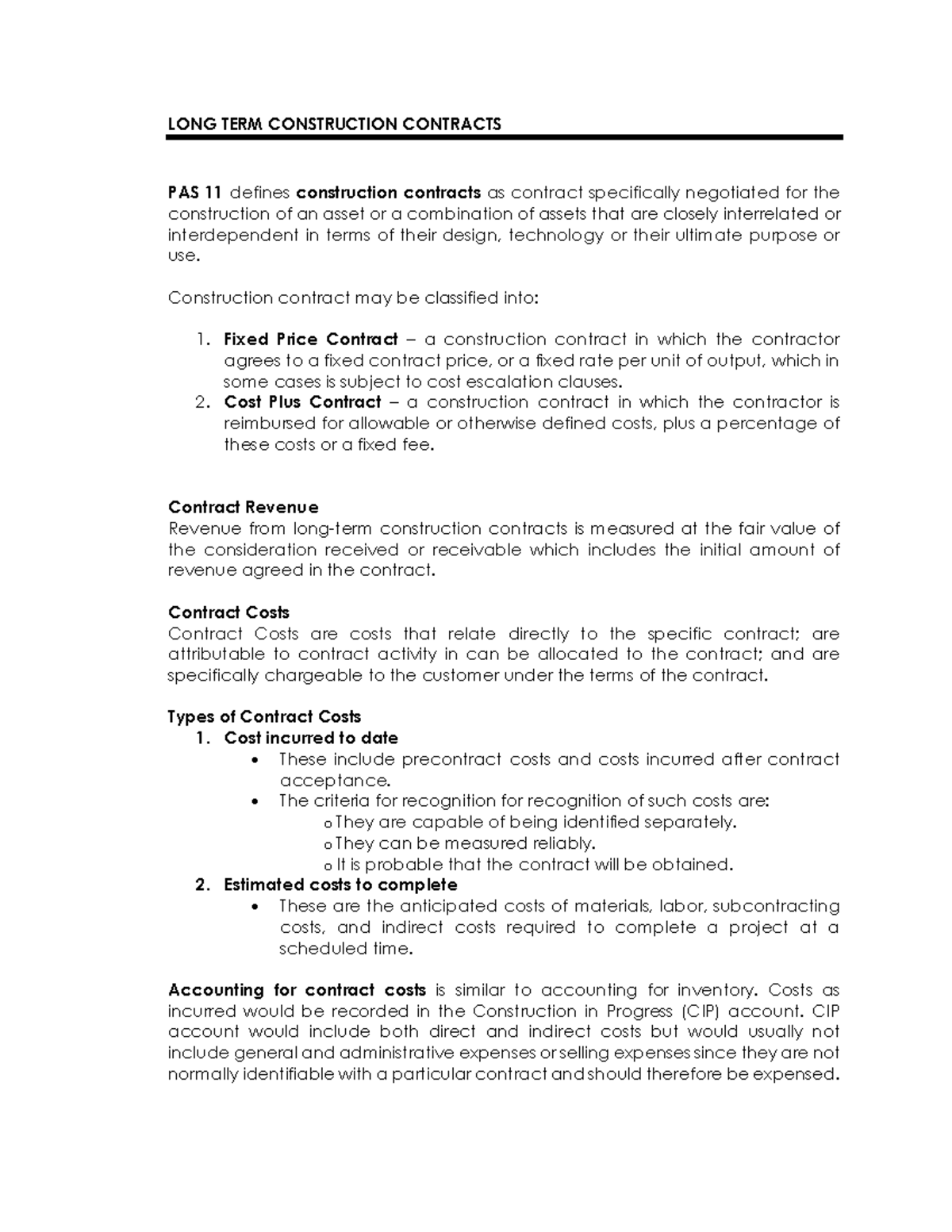 LTCC-Lecture-Notes - Long Term Construction Contracts Overview - Studocu