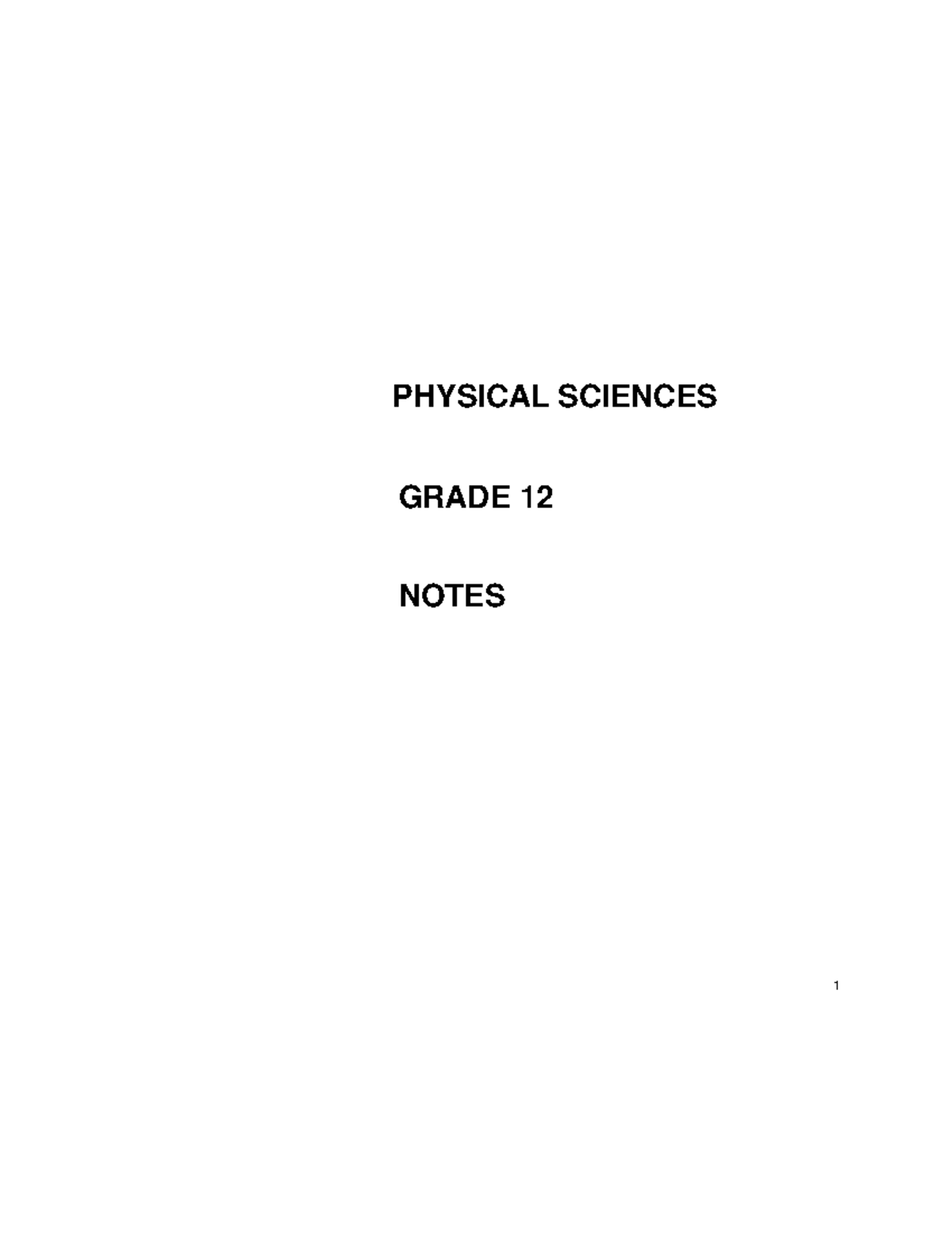 Grade 12 Physical Sciences Notes: Chemical Equilibrium & Reactions ...