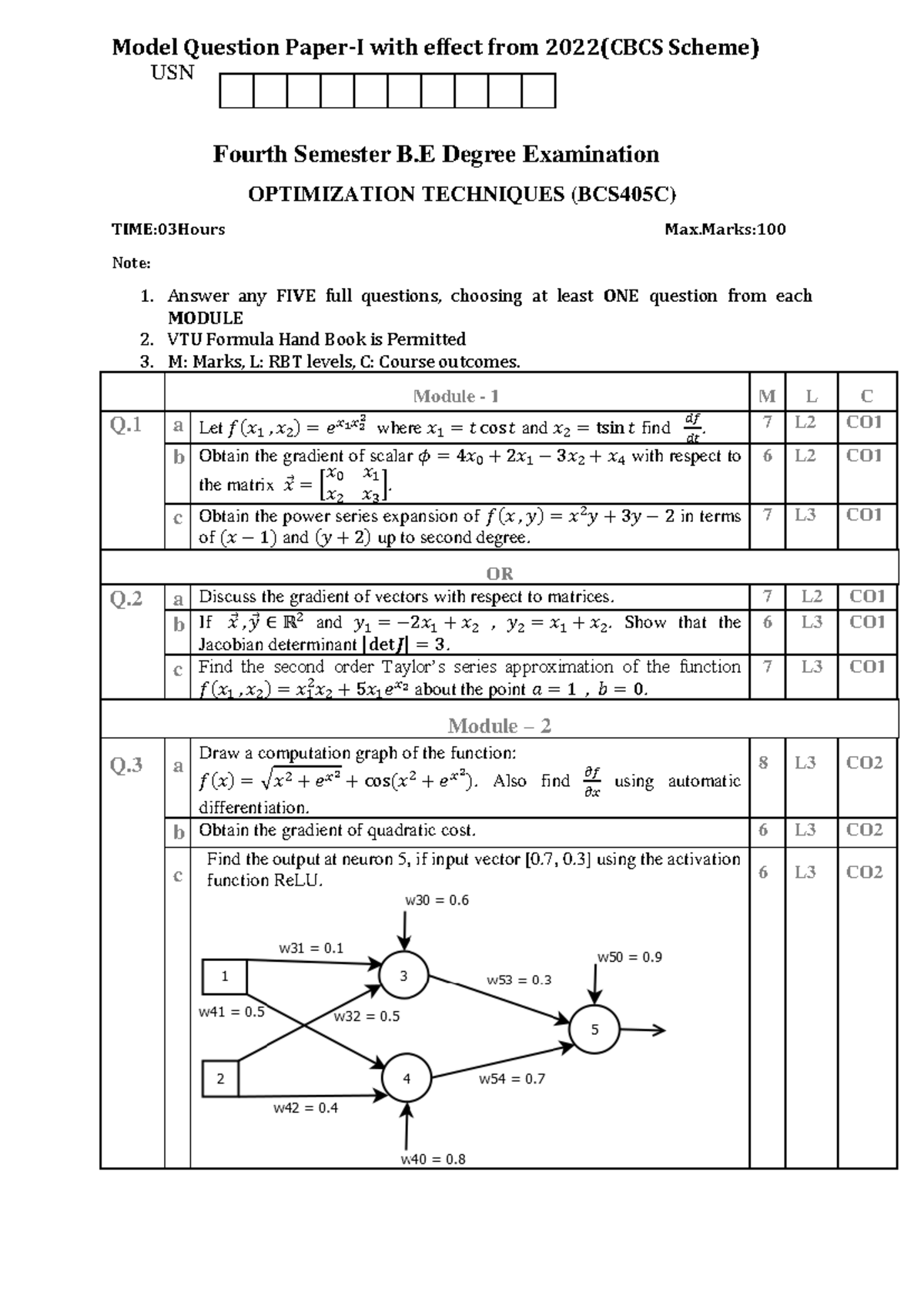 VTU BCS405C Optimization Techniques Model Question Paper with Solutions ...