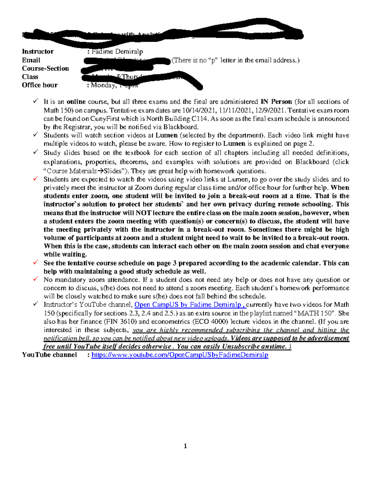 Calculus 1 - Syllabus - MATH 150 Section 02 Calculus with Analytic ...