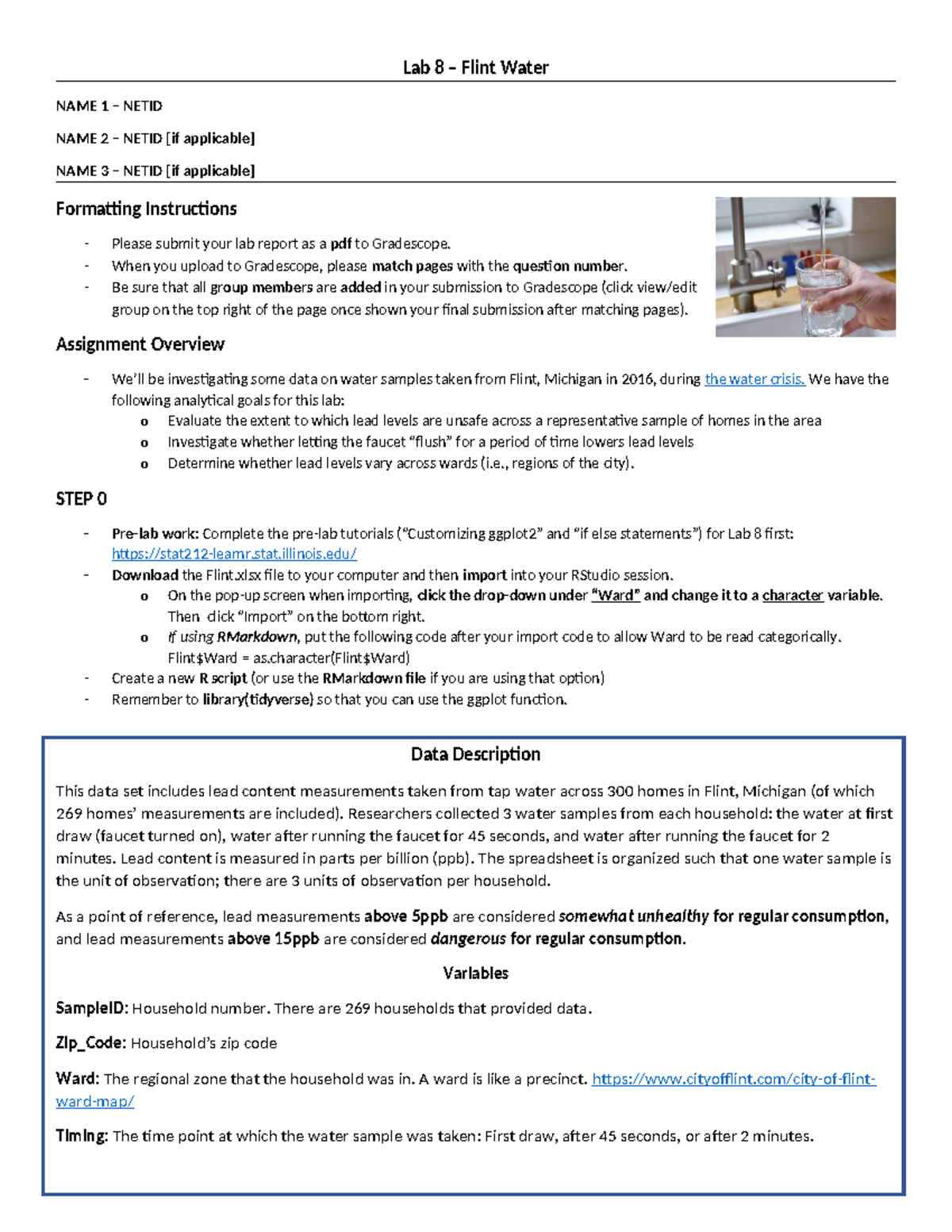 Lab 8: Flint Water Crisis Analysis and Reporting Instructions - Studocu