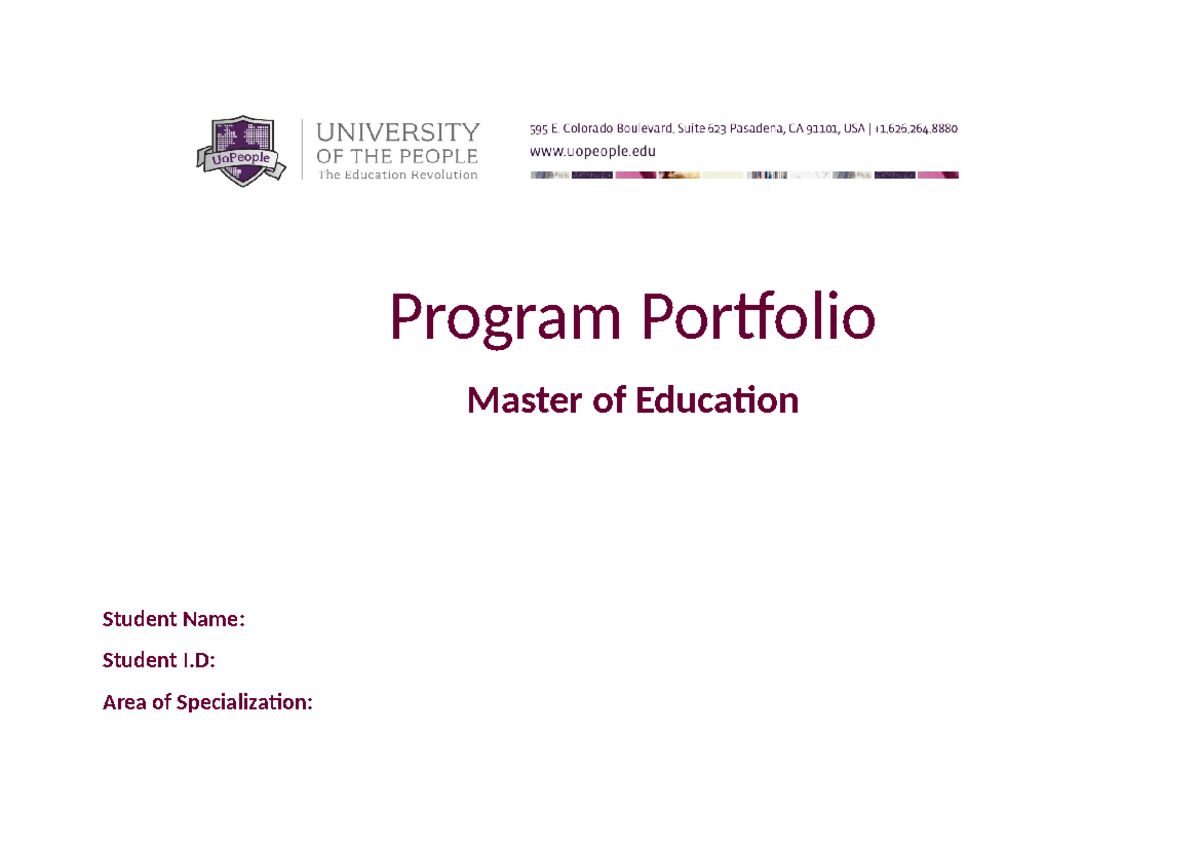 MEd Program Portfolio Template 1 - Program Portfolio Master of ...