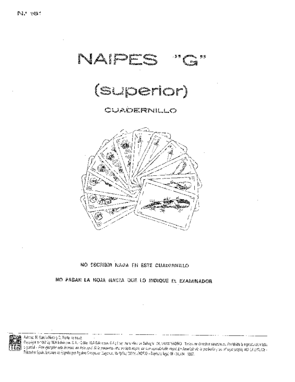 Cuadernillo de Prueba 161 Naipes G (Superior) - Examen 2023 - Studocu