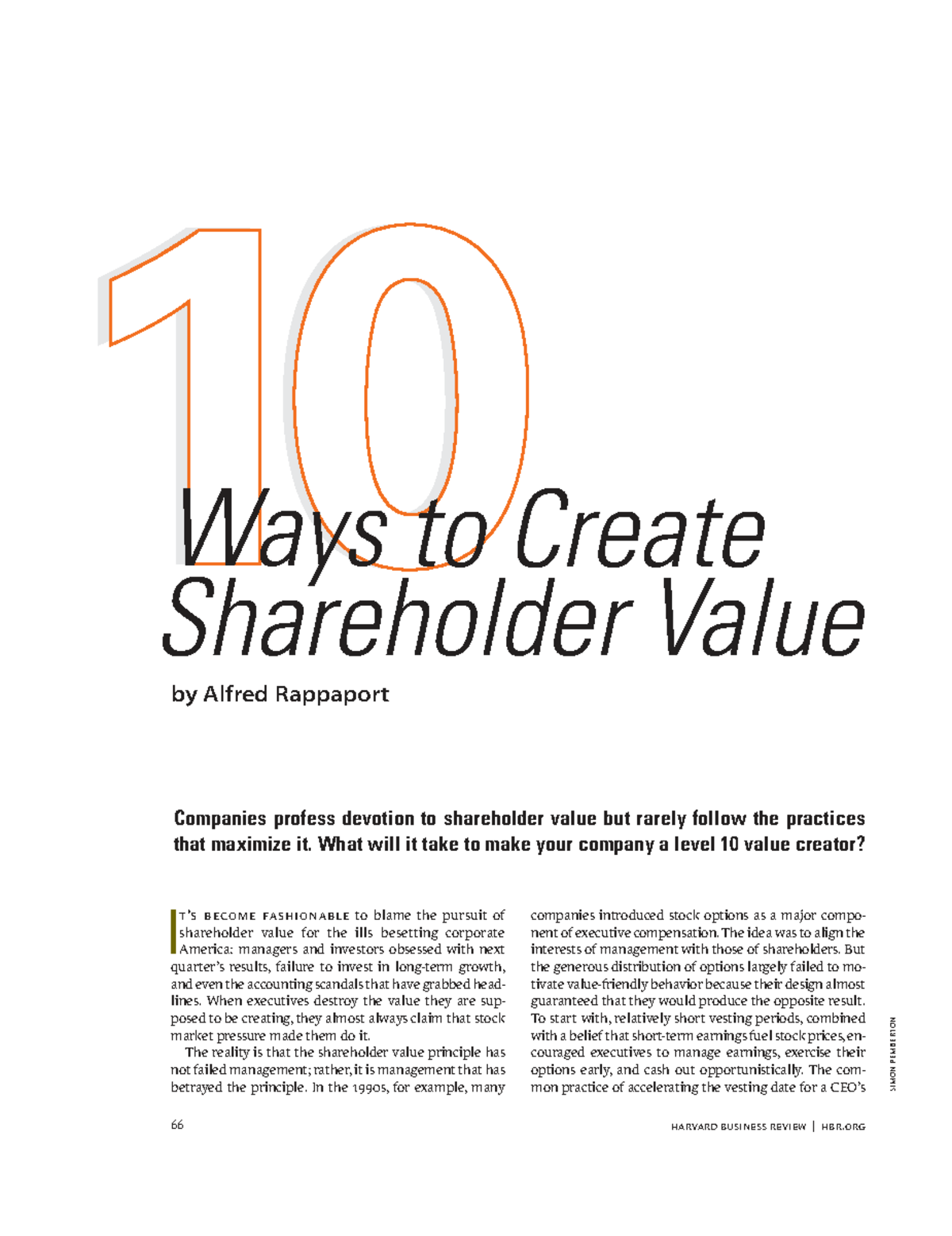 10 Principles for Maximizing Shareholder Value: Insights from Alfred ...