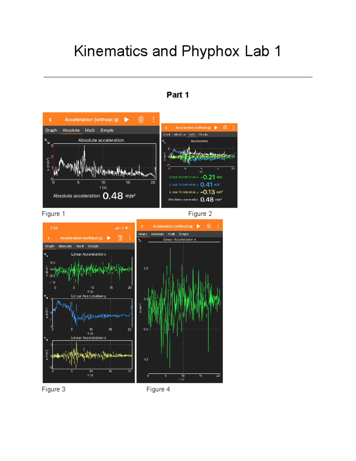 Kinematics and Phyphox Lab 1 (1) - Kinematics and Phyphox Lab Part ...