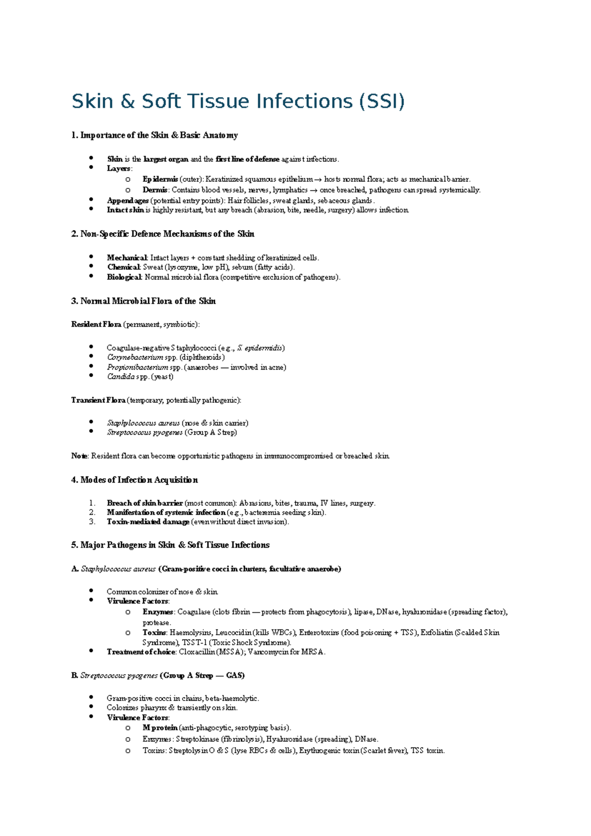 MSK Microbiology - Block 3: Skin Soft Tissue Infections Overview - Studocu