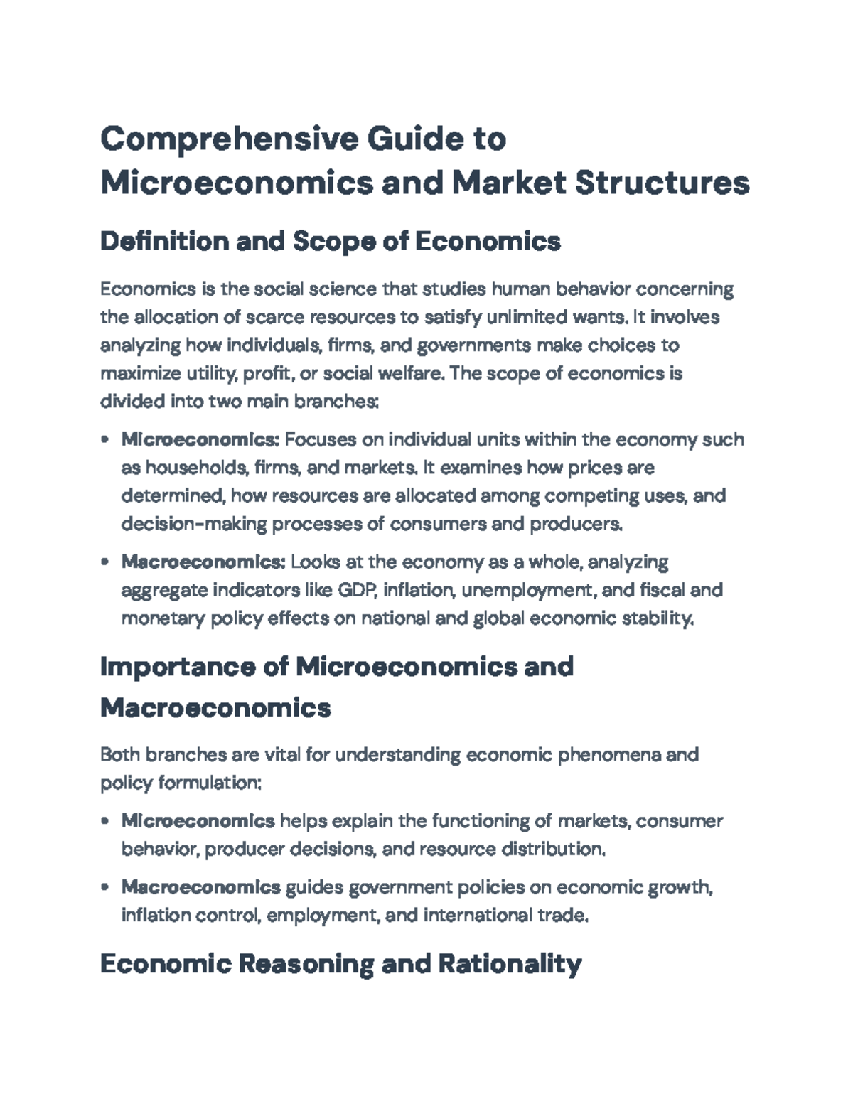 Comprehensive Guide to Microeconomics & Market Structures (ECO 101 ...