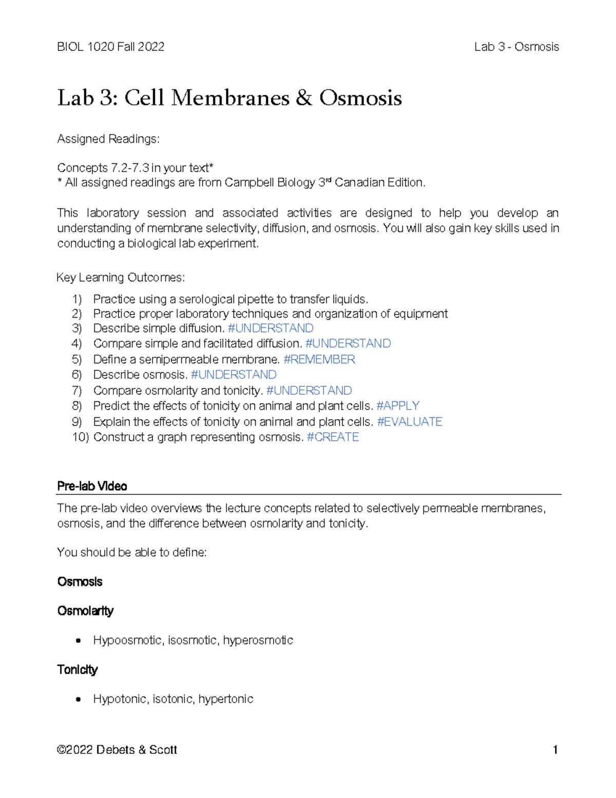 BIOL 1020 Lab 3: Exploring Cell Membranes & Osmosis Concepts - Studocu