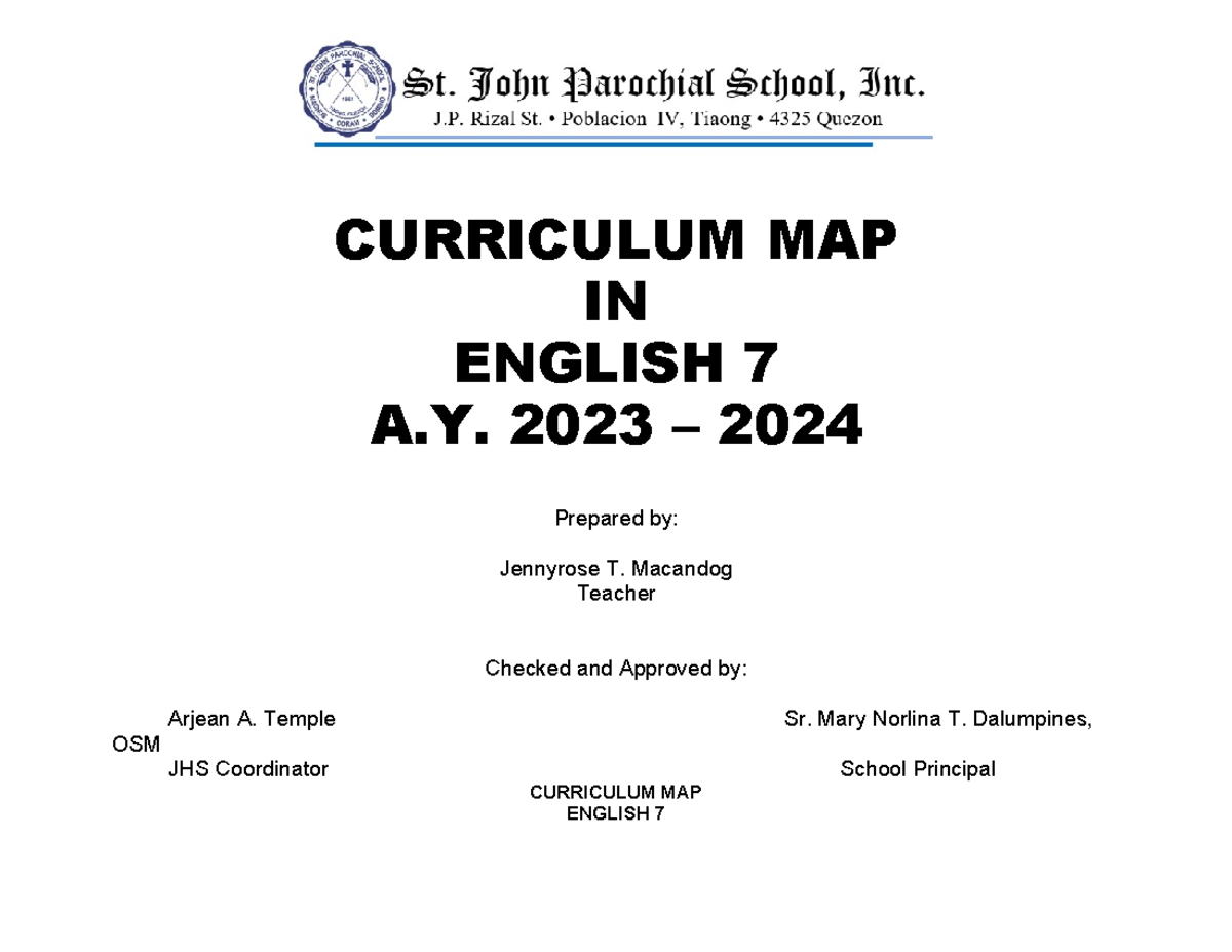Curriculum Map for English 7 (A.Y. 2023-2024) - Ms. Jennyrose T ...