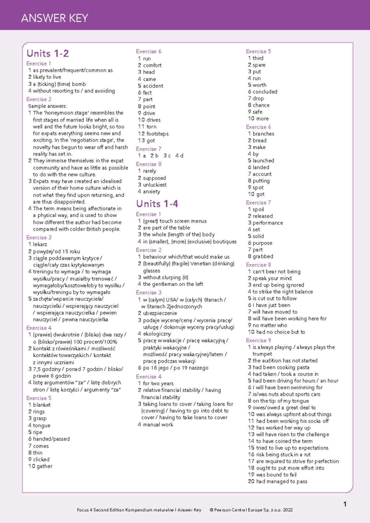 Focus 5 Second Edition Maturalne Klucz Odpowiedzi - Complete Answer Key ...