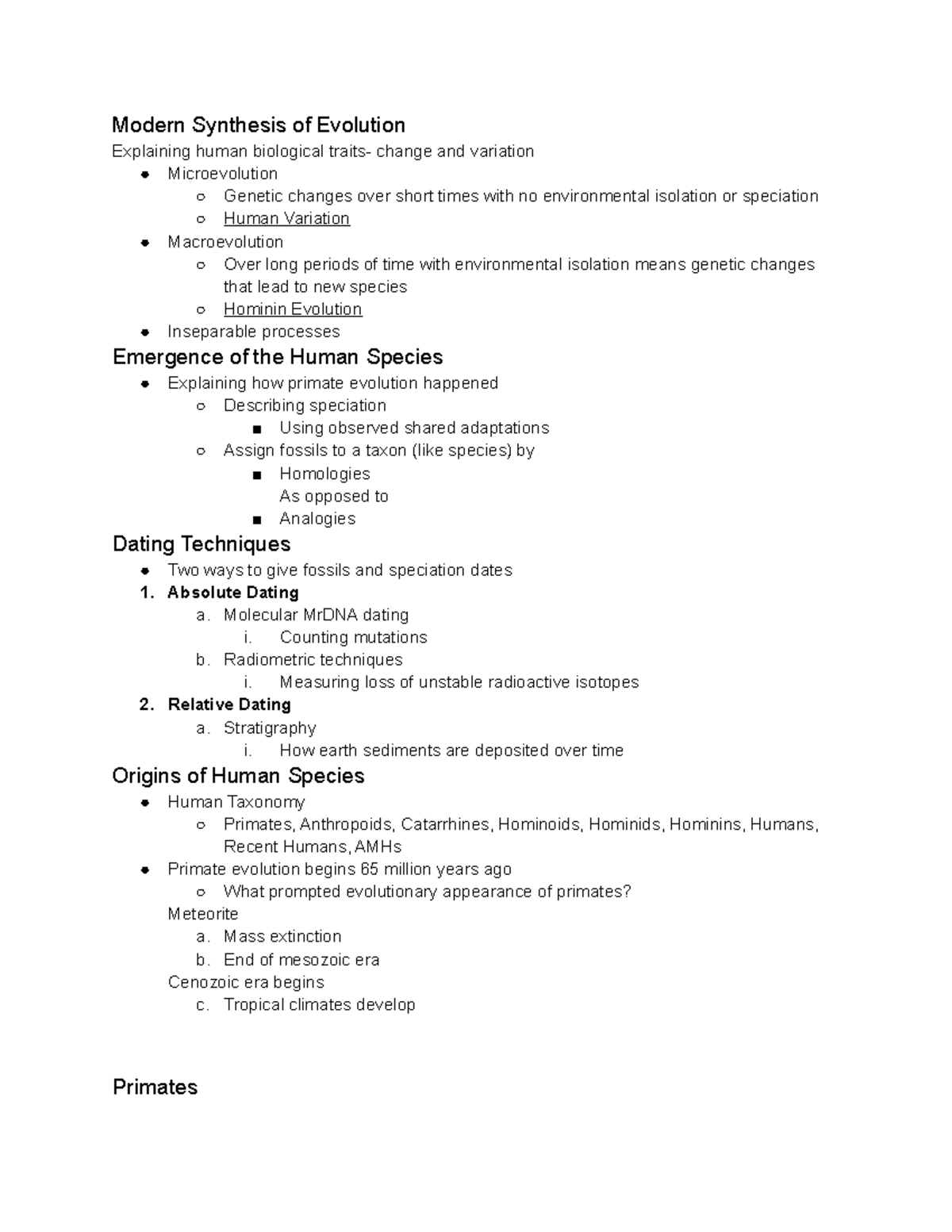 ANTH 202 Final Exam Lecture Notes on Human Evolution and Culture - Studocu