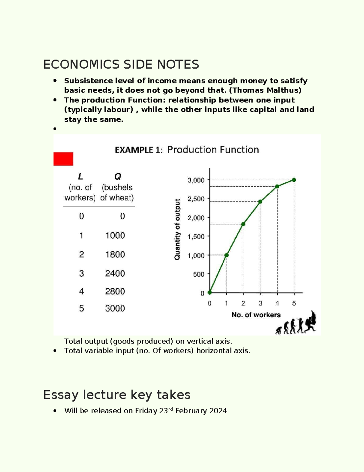 ECON 101 Final Exam Essay Notes: Key Concepts & Production Functions ...