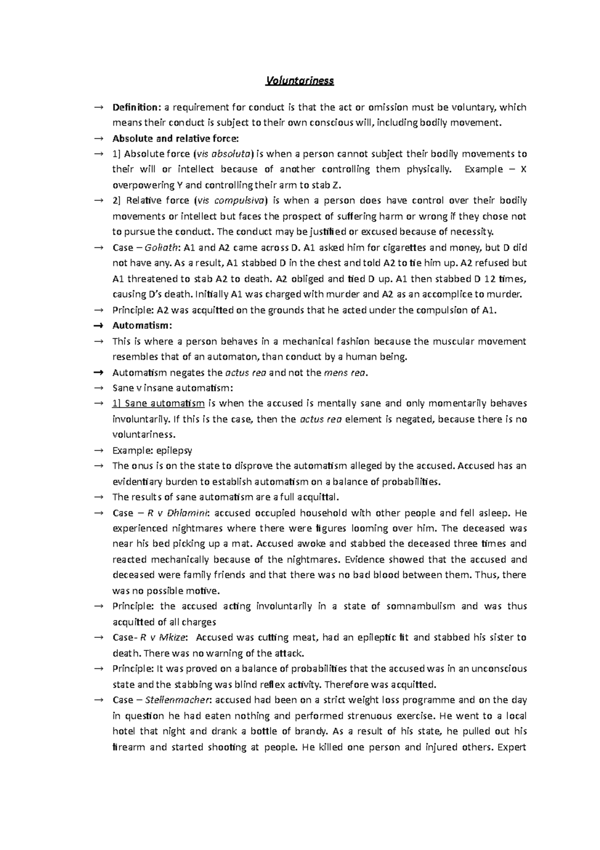 Voluntariness - Voluntariness Definition: a requirement for conduct is ...