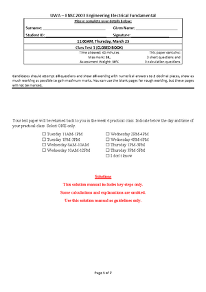 UWA Assignment Cover Sheet - I/We are aware of the University’s policy ...