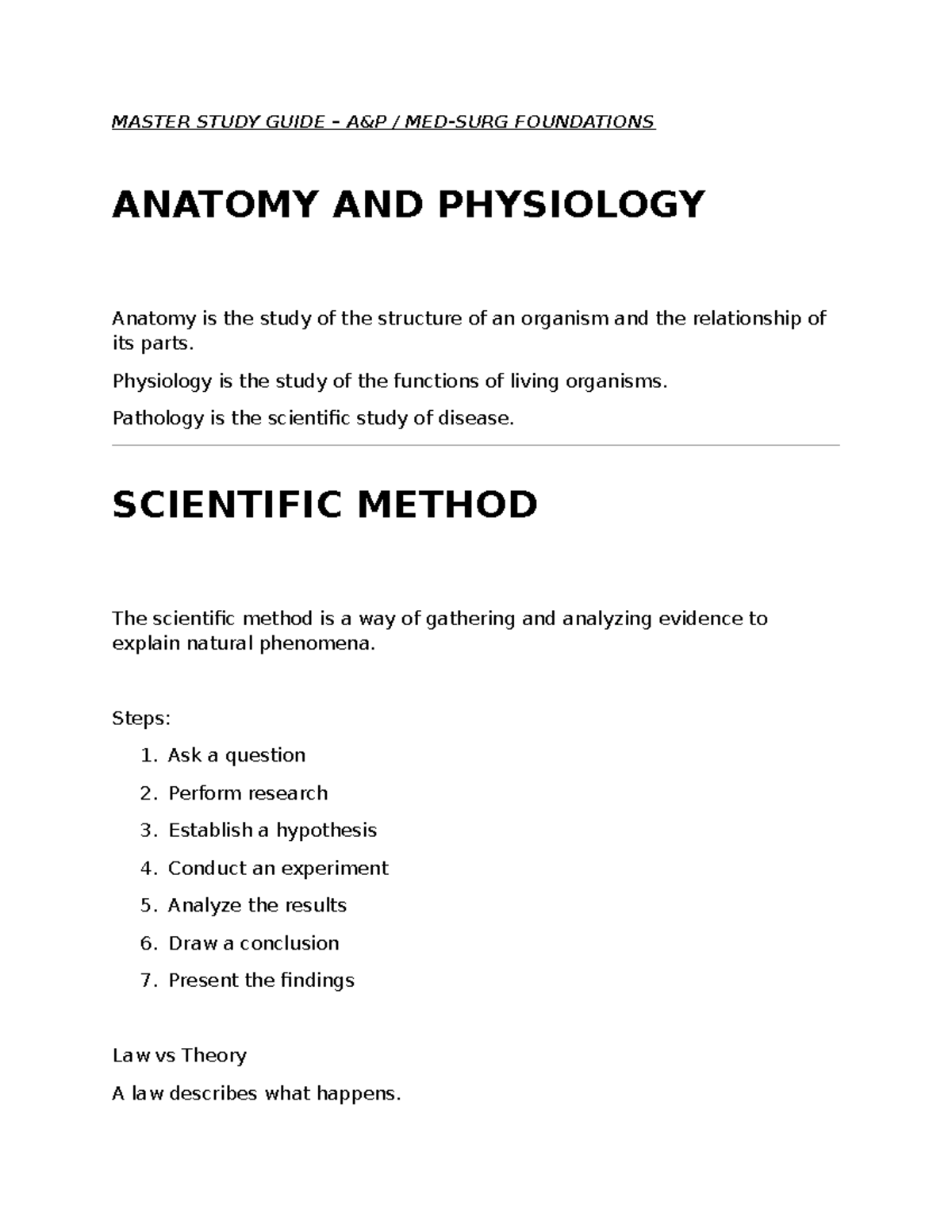 A&P 101 Final Exam Study Guide: Foundations of Anatomy & Physiology ...