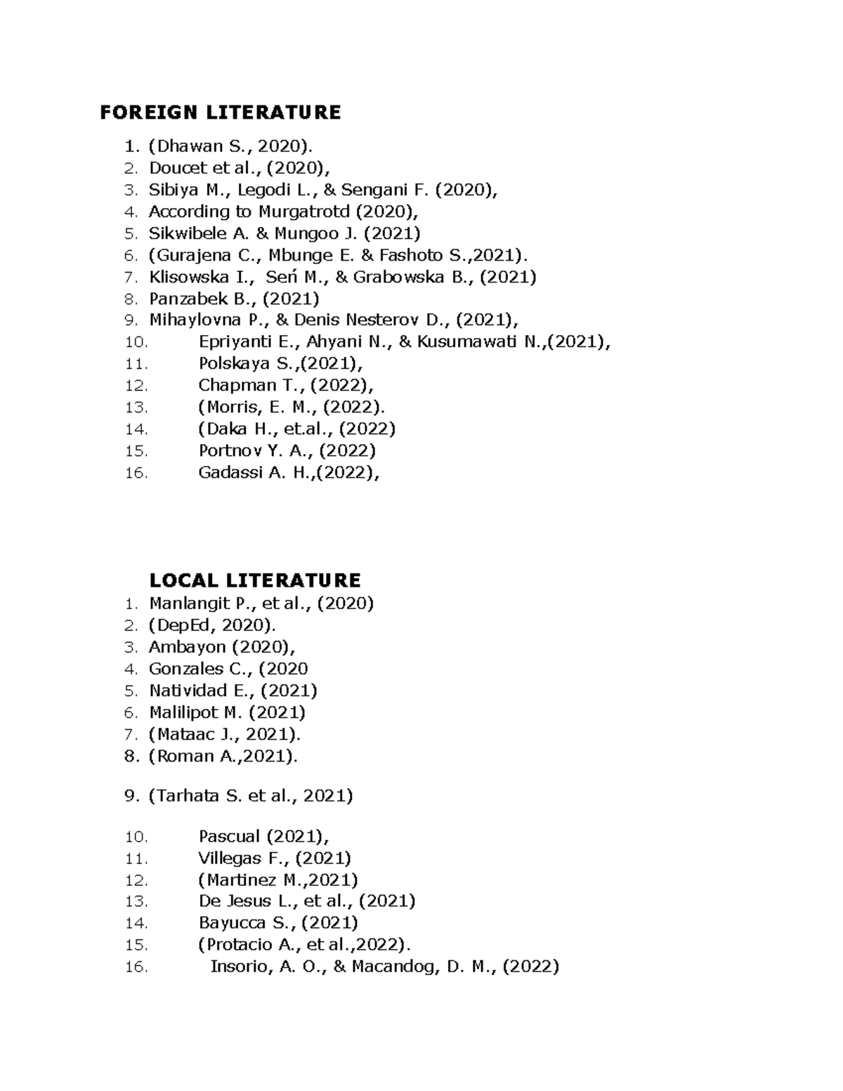 RRL- Chapter 2 Checklist - References Included for Review - Studocu