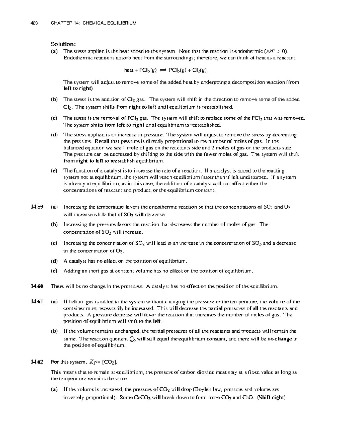 400 CHAPTER 14: CHEMICAL EQUILIBRIUM Solutions - Chemistry 10th Ed ...