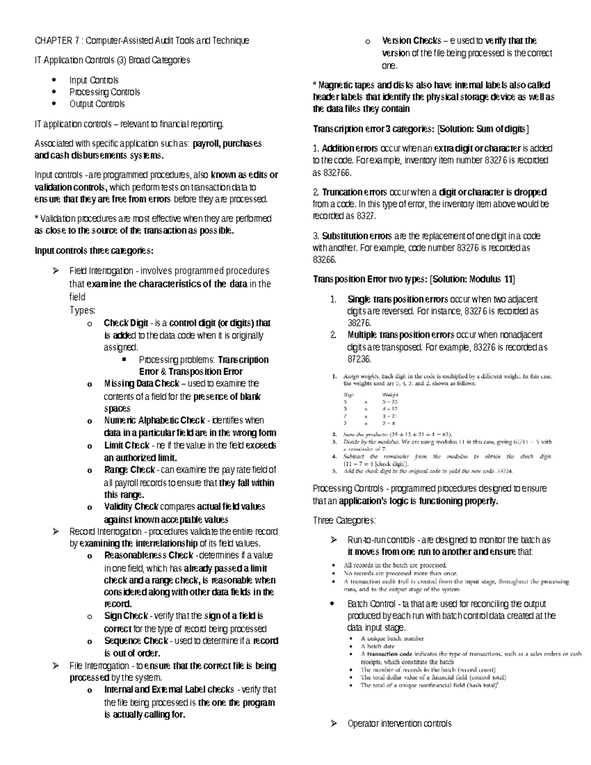 Chapter 7 - Computer-Assisted Audit Tools & Techniques Review (ACIS) - Studocu