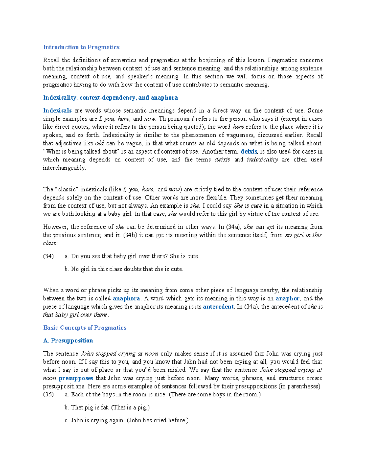 Introduction to Pragmatics: Key Concepts and Insights (ENG 101) - Studocu